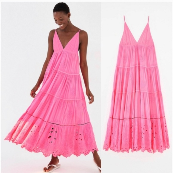 FARM Rio | Dresses | Farm Rio Pink Tiered Maxi Dress | Poshmark